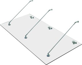 HOMCOM stříška skleněná stříška dveří z tvrzeného skla (ESG) nerezová ocel čiré sklo 3 velikosti (200x90cm) (L) | Aosom