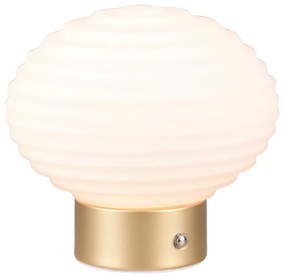 Stmívatelná LED stolní lampa v bílé a zlaté barvě se skleněným stínidlem (výška 14,5 cm) Earl – Trio