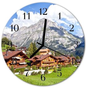 Nástěnné hodiny obrazové na skle - Hory