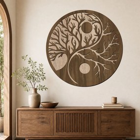 dřevo života 2 dílný dřevěný strom YING YANG na stěnu Zvolte barvu dekoru: Ořech-Dub Sonoma, Zvolte rozměr Ø (cm): 95