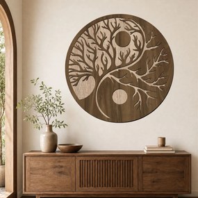 dřevo života 2 dílný dřevěný strom YING YANG na stěnu Zvolte barvu dekoru: Ořech-Dub Sonoma, Rozměry Ø (cm): 60
