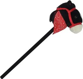 TEDDIES Kůň na tyči černý / Plyšová hračka / 80 cm / se zvukem / od 3