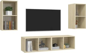 vidaXL Nástěnné TV skříňky 4 ks dřevotříska [3079871] Barva: Betonová šedá