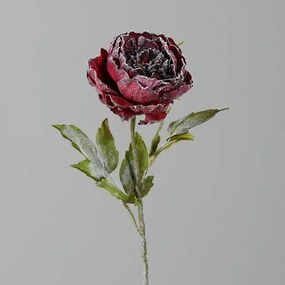 Ego Dekor Květina Pivoňka, červená zasněžená, 77cm