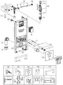 GROHE 36509SH0 - Sada 4 v 1 RAPID SLX 1,13 m nerez