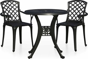 3dílný bistro set litý hliník černý 3070581