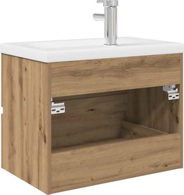 Umyvadlová skříňka s vestavěným umyvadlem a baterie dub artisan 3328932