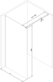 Mexen Kioto, sprchová zástěna 90 x 200 cm, 8mm sklo s žebrovým vzorem, chromový profil, 800-090-101-01-09