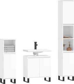 vidaXL 3dílný set koupelnových skříněk kompozitní dřevo [3187799] Barva: Betonová šedá