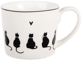 Bílý porcelánový hrneček s kočičkami a srdíčkem Paws – 275 ml