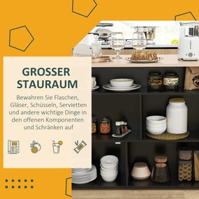 HOMCOM Barový stůl se soupravou barových židlí, souprava barového stolu pro 2 osoby, jídelní stůl se skládacím víkem, skříňka, 2 židle, opěrka nohou,…