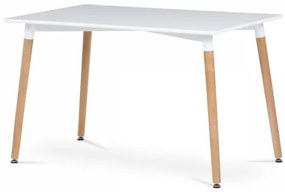 Jídelní stůl 120x80x74 bílý matný lak dřevěné nohy DT-304 WT