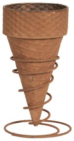 Rezavý květináč zmrzlinový kornout - Ø 12*24 cm