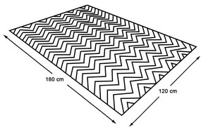 Venkovní koberec, oboustranný, 180x120 cm, černá-bílá