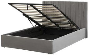 Sametová postel s úložným prostorem 140 x 200 cm šedá VION Beliani