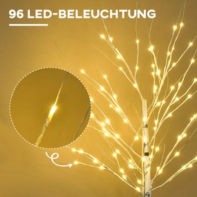 HOMCOM Umělá bříza 150 cm s LED diodami, vánoční dekorace umělá bříza na párty, narozeniny a svatbu | Aosom.de