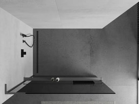 Mexen Kioto+ L, sprchová zástěna Walk-In s poličkou a věšákem 80 x 200 cm, 8mm šedé sklo, grafitový profil, 800-080-123-95-40