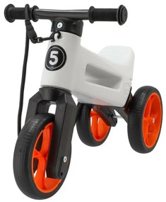 Odrážedlo FUNNY WHEELS Rider SuperSport bílé/oranž. 2v1+popruh,výš.sedla28/30cm nos.25kg 18m+v sáčku
