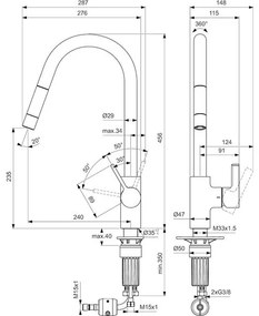 Ideal Standard Gusto Dřezová otočná baterie s vytahovací sprškou, chrom BD414AA