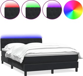 Box spring postel s matrací a LED černá 160x210 cm samet 3317177