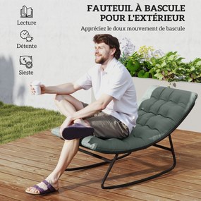 Set 2 rocking chairs Outsunny pro venkovní použití s tlustými polstry, sedák z prodyšného textilene a ocelový rám, venkovní houpací křeslo, zahrada, …