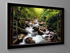 Liox Obraz okno divoká řeka Rozměr: 150 x 100 cm
