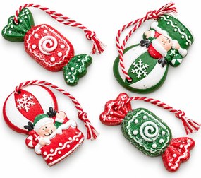 Sada 4 ks vánočních ozdob CANDY ELF 6 cm