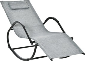 Outsunny Houpací Křeslo s Opěrkou Hlavy - Houpací Sluneční Lehátko s nosností do 160 kg, Textilie Šedá 61 x 160 x 79 cm | Aosom