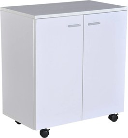 HOMCOM Mobilní TV Stánek Dřevěný Kancelářský Regál S Kolíčky a 2 Dveřmi 60x35x65cm | Aosom