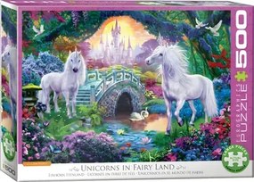 EUROGRAPHICS Puzzle Jednorožci v pohádkové říši XL / 500 dílků / 68 x