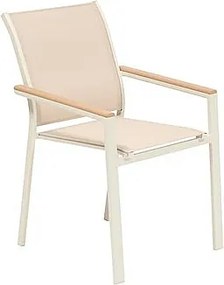 DEOKORK Hliníkové křeslo s textílií ZEUS (ivory/akácie)