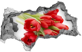 Wallmuralia Samolepící díra na stěnu Červené tulipány 95x73 cm