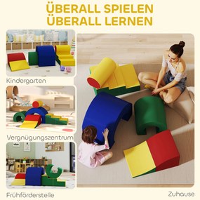 AIYAPLAY 5dílná sada měkkých stavebnic pro miminka a malé děti, pěna, umělá kůže, 5 kreativních tvarů, indoor sada k lezení, plazení, hraní, barevná
