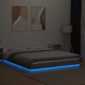 Rám postele s LED osvětlením šedý sonoma 150 x 200 cm kompozit 3281096