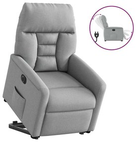 Elektrické zvedací polohovací křeslo světle šedé textil 3303052