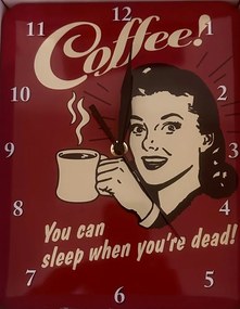 Plechové hodiny na zeď Coffee