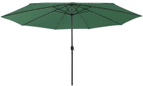 Zahradní slunečník s LED osvětlením 400 cm zelený 312531