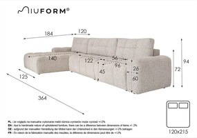 Světle hnědá rozkládací modulární rohová pohovka s úložným prostorem (levý roh) Lulu – Miuform