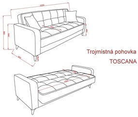 Trojmístná rozkládací pohovka s úložným prostorem Toscana - hnědá