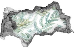 Wallmuralia Nálepka 3D díra na zeď Květy a listí 95x73 cm