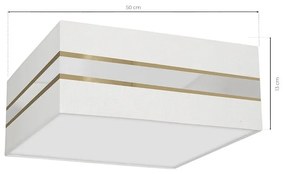 Stropní svítidlo Ultimo Square, 1x bílé/zlaté textilní stínítko, (bílé plexisklo), (50 cm)