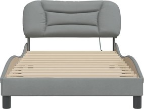 Rám postele s LED bez matrace Hvar Světle šedá 100x200 cm Látka 3213683