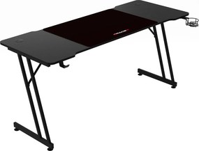 Herní stůl ERACER H1106 — 160x60 cm, kov, melamin, černá