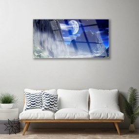 Obraz na skle Hory Noc Krajina 125x50 cm