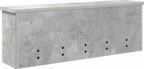 věšák, nástěnný, 4 poličky, háčky, kompozitní dřevo, 26x75x16 cm, beton šedá, Dekorino TK20260021
