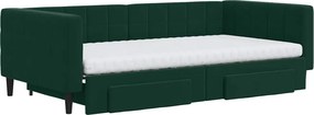 Válenda s přistýlkou a zásuvkami tmavě zelená 100x200 cm samet 3196772