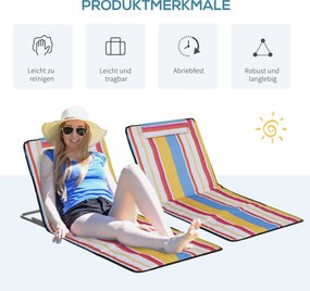 Outsunny 2-dílná skládací sluneční lehátka s nastavitelnou opěrkou, polštářem na hlavu a nosičem, lehké přenosné plážové podložky, venkovní sluneční …