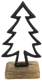 Vánoční dekorace CHRISTMAS TREE z mangového dřeva 17cm, černá