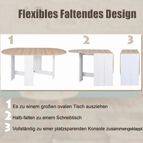 Costway Skládací stůl kulatý Skládací pro 4 až 7 osob – 163 × 80 × 75 cm
