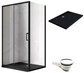 BPS-koupelny Obdélníkový sprchový kout HYD-103C 120x80 černý/transparent + vanička HYD-OSV-ST03C černá